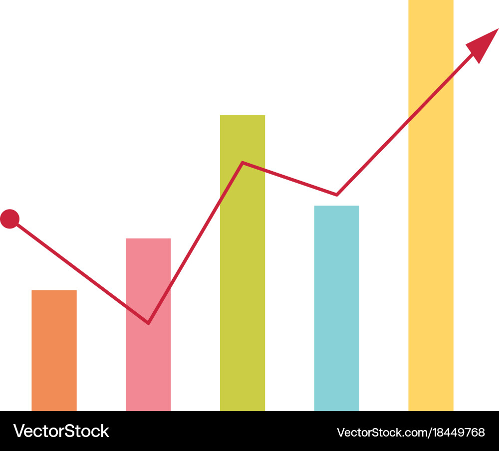 Business bar chart with arrow going up Royalty Free Vector