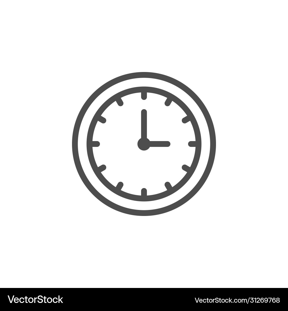 Clock line outline icon and time concept Vector Image
