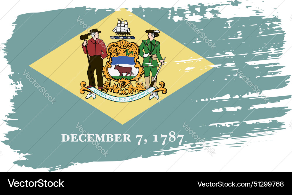 Delaware us flag wide brush stroke on transparent Vector Image