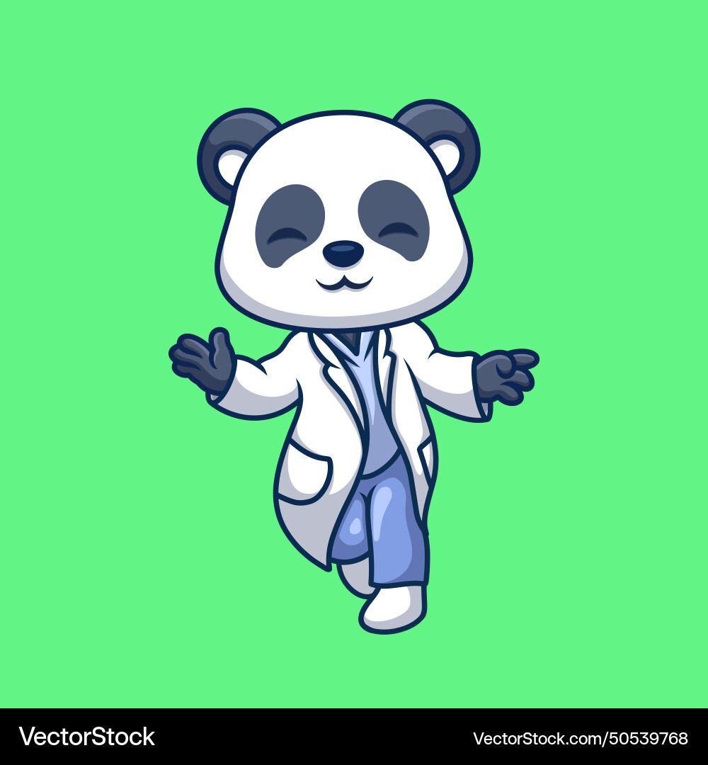 Doctor panda cute cartoon Royalty Free Vector Image