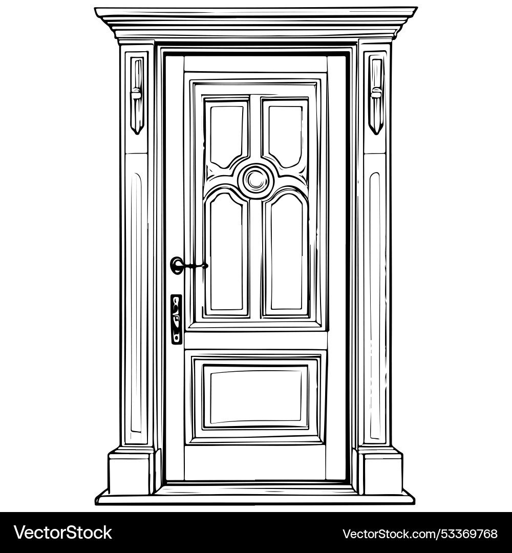Zeichnung Tür Hand gezogen Linie transparent Vektorbild