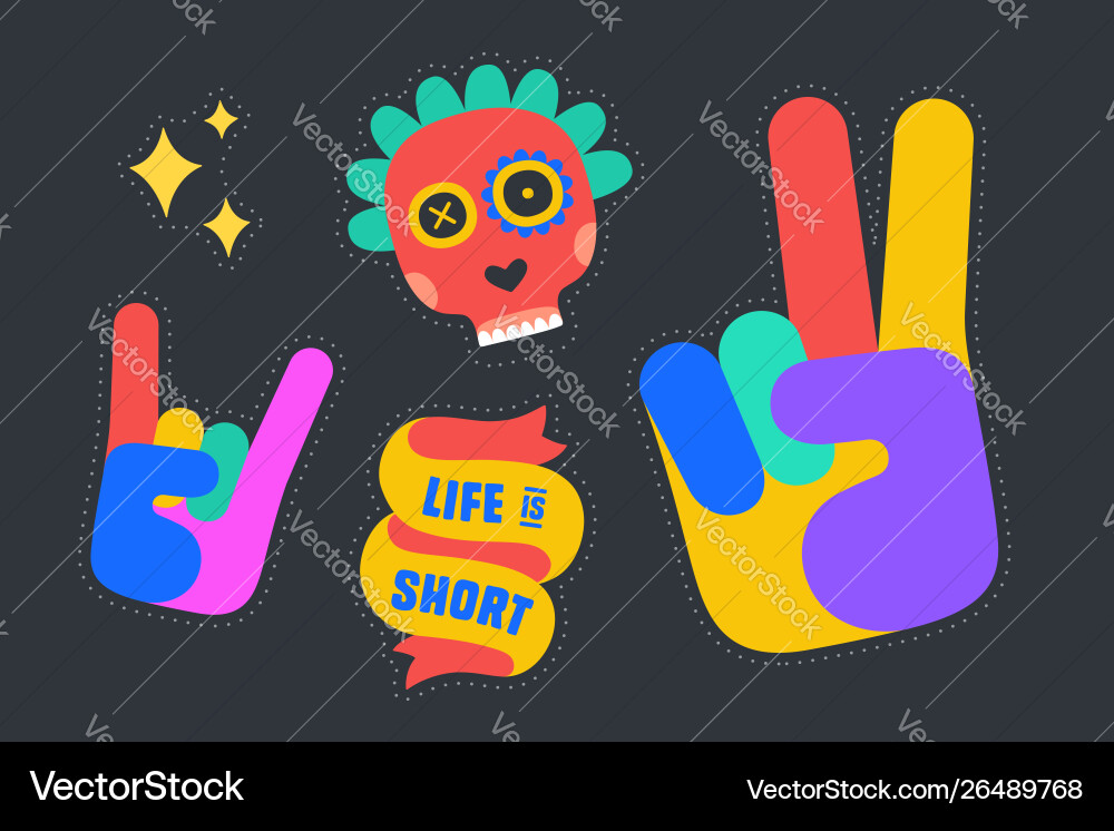 Fun stickers colorful design Royalty Free Vector Image