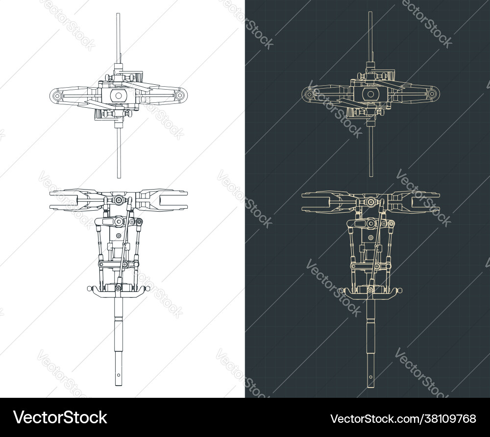 Helicopter main rotor blueprints Royalty Free Vector Image