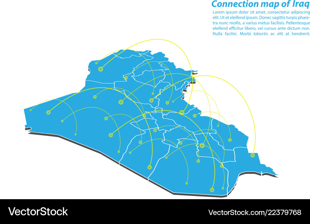 Modern of iraq map connections network design Vector Image