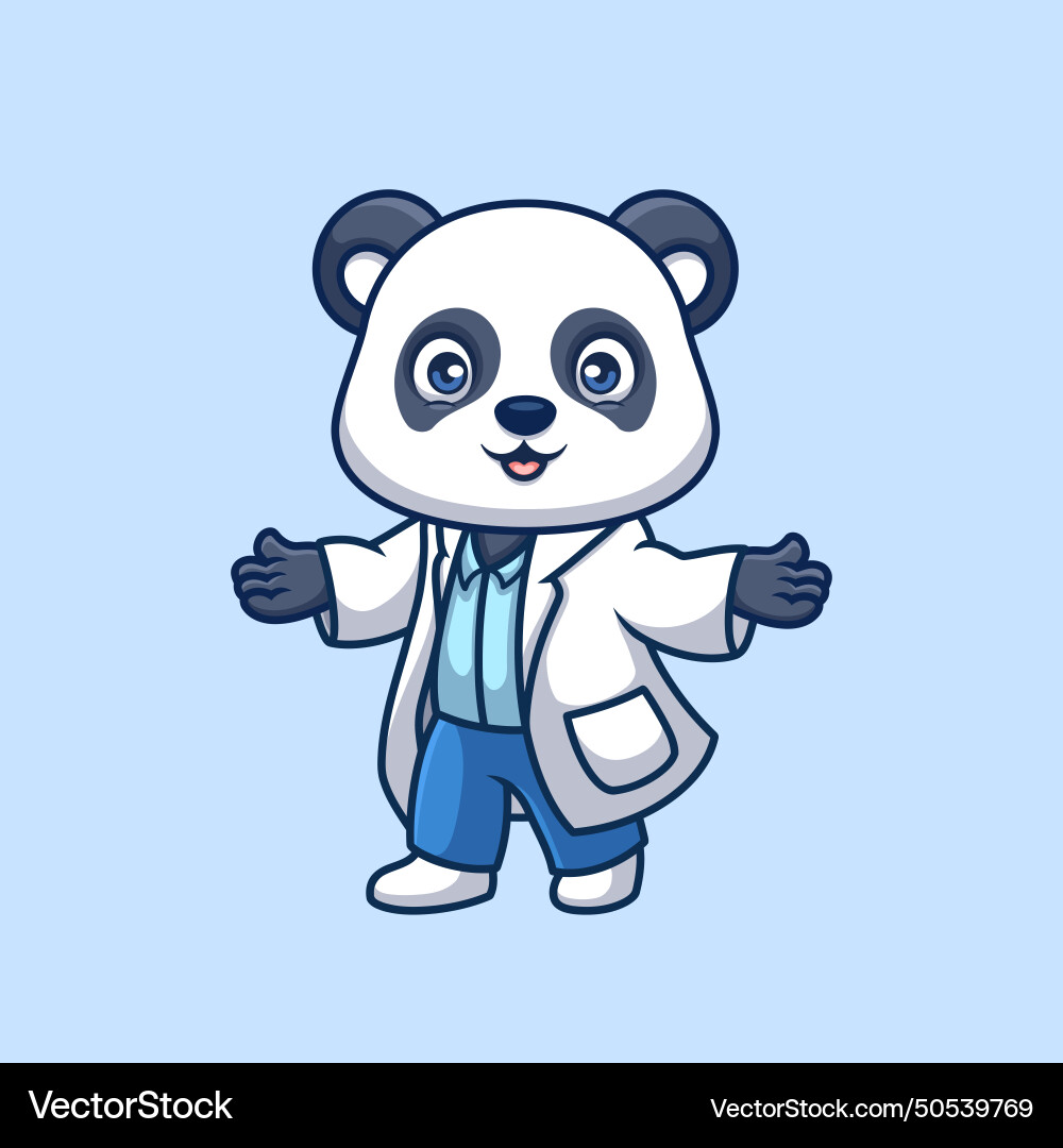 Doctor panda cute cartoon Royalty Free Vector Image
