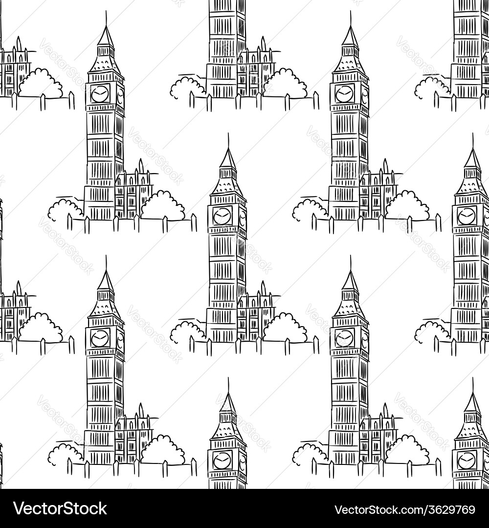 English big ben seamless pattern Royalty Free Vector Image