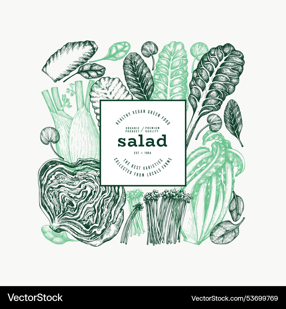 Green vegetable design template hand drawn Vector Image