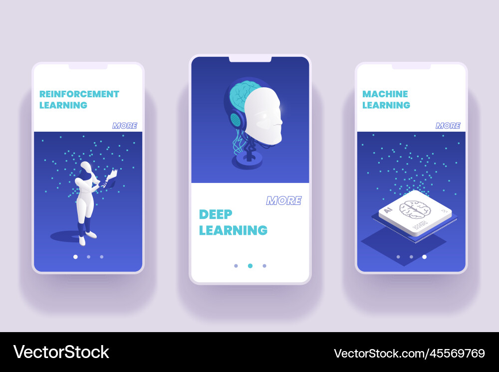 Machine learning mobile banners Royalty Free Vector Image