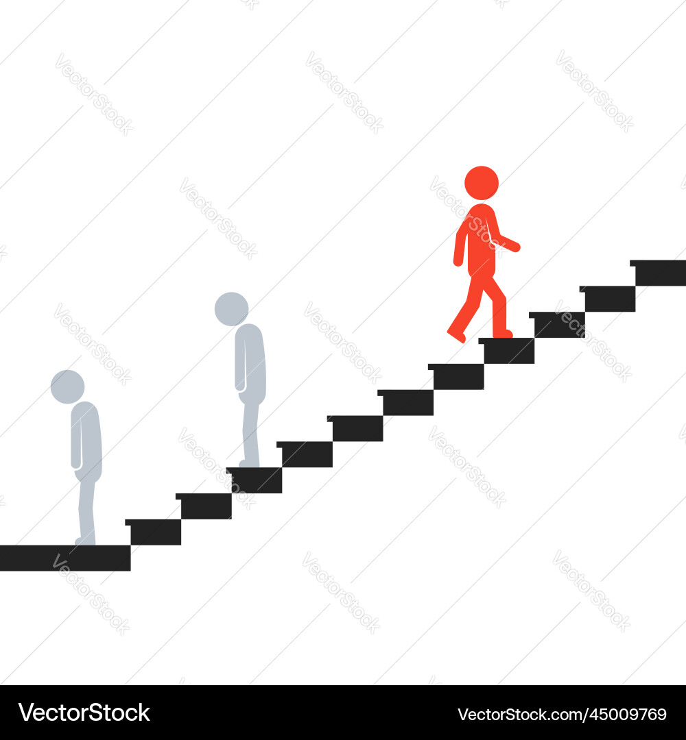 Person climbing stairs like successful Royalty Free Vector