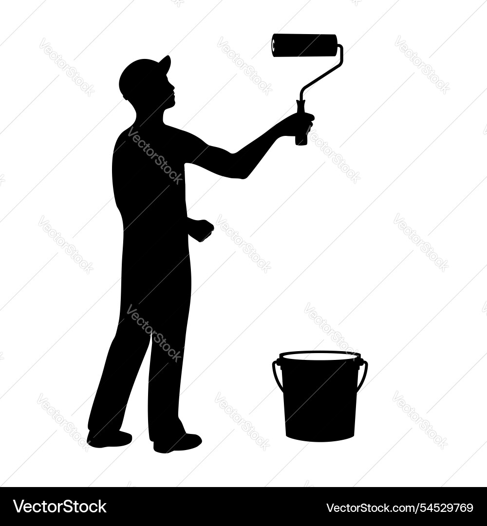 Professional painter silhouette painting with Vector Image