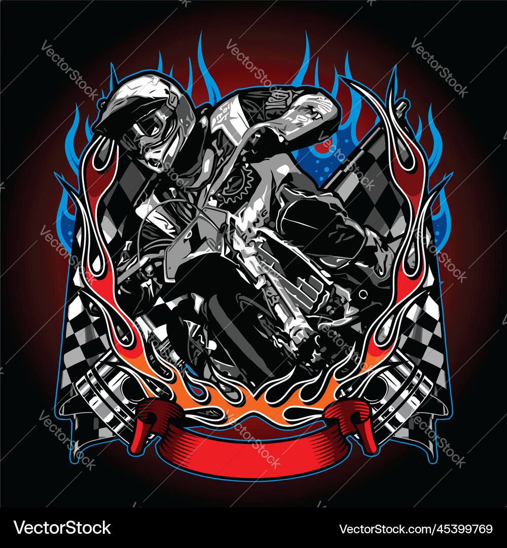 Supermoto Racing - Blue Fire Royalty Free Vector Image