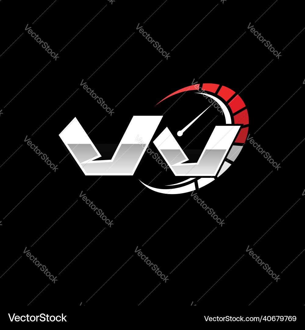 Vv logo letter speed meter racing style Royalty Free Vector