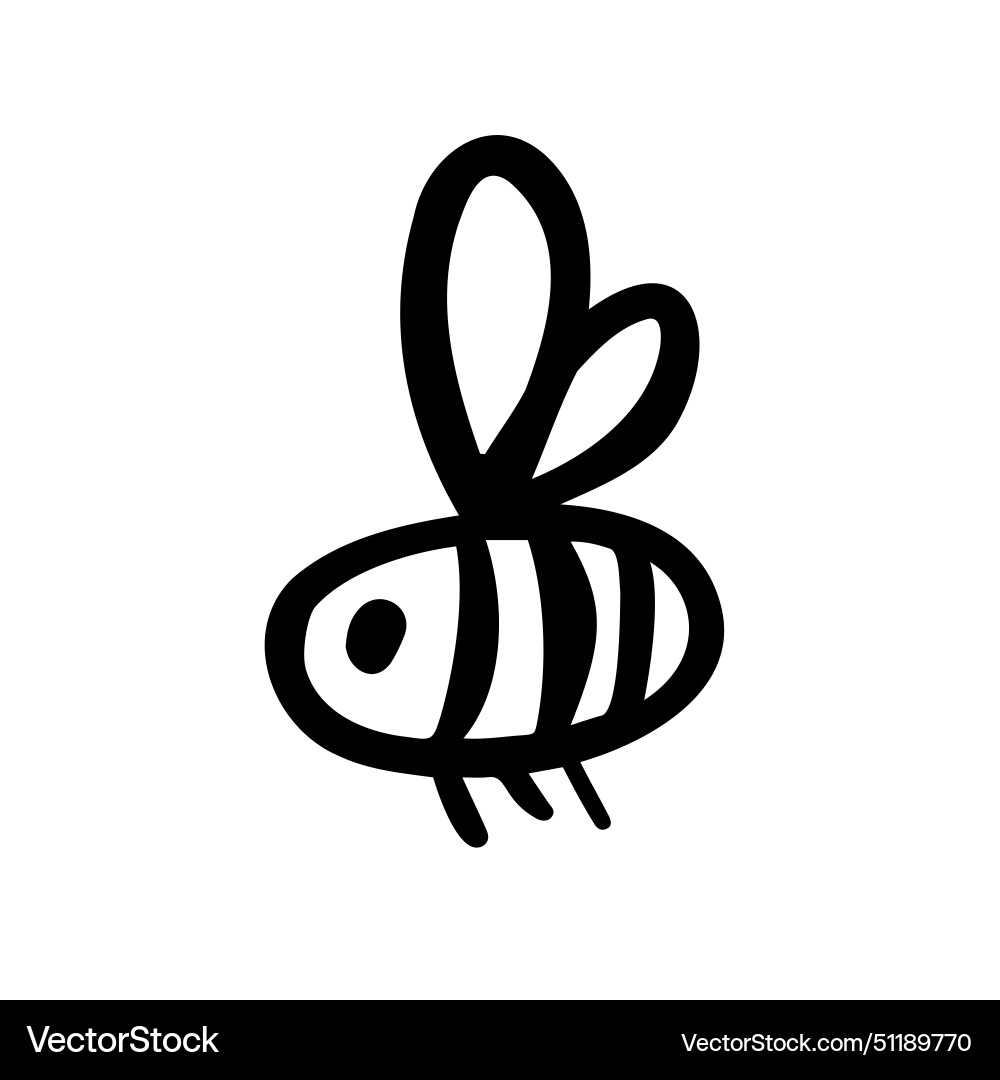 Doodle hand drawn bee cartoon outline line style Vector Image
