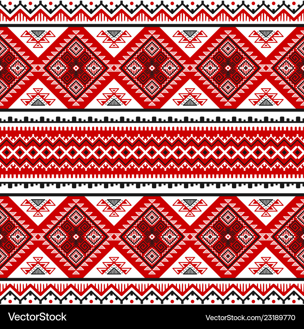 Ethnic seamless pattern with black white red color