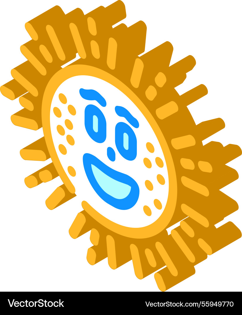 Happy rays cute sun character isometric icon Vector Image