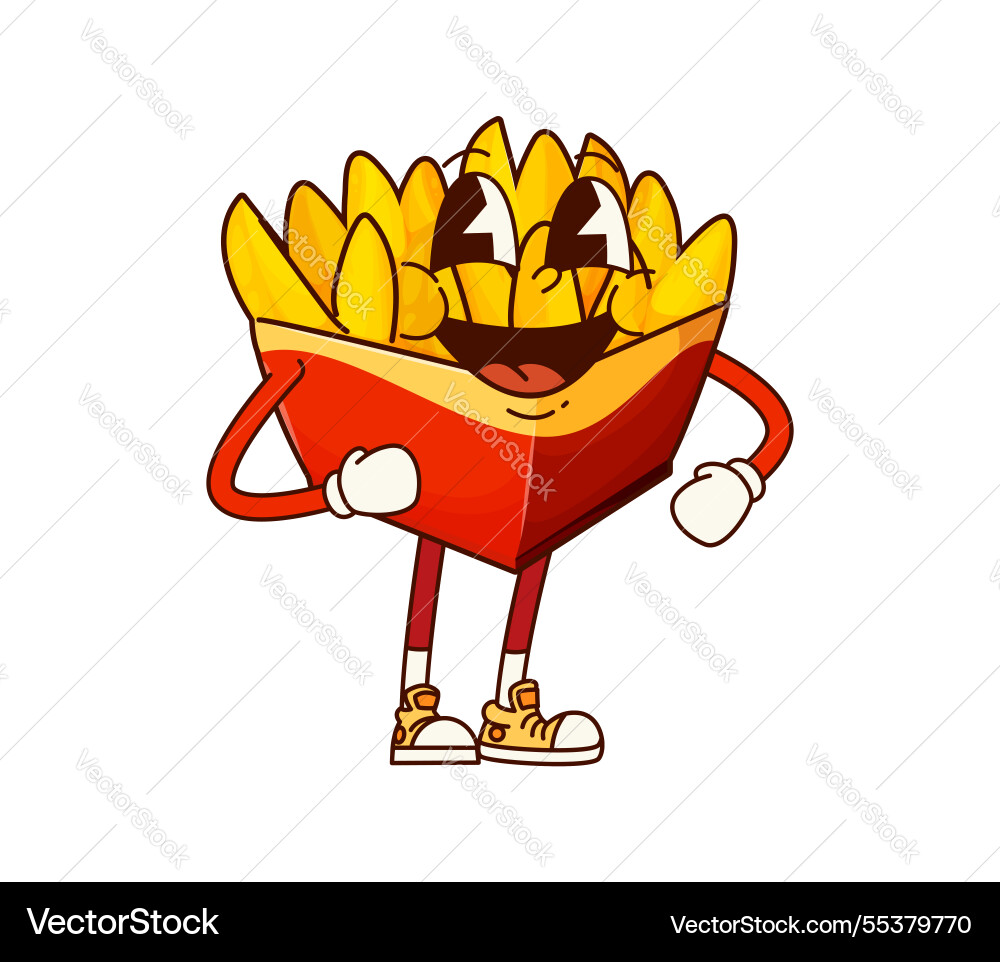 Retro Fries Cartoon Character Royalty Free Vector Image