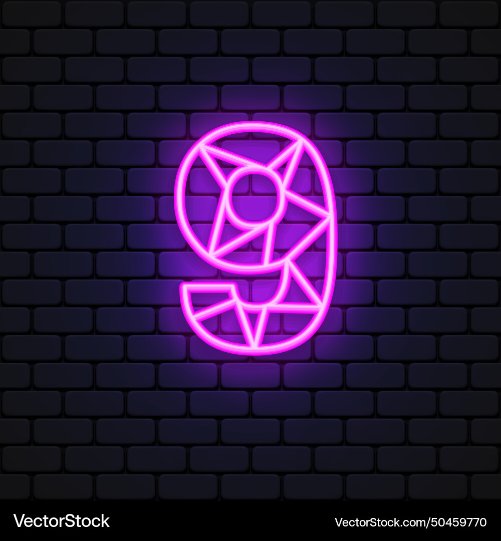 Retro nine neon number great design for any Vector Image