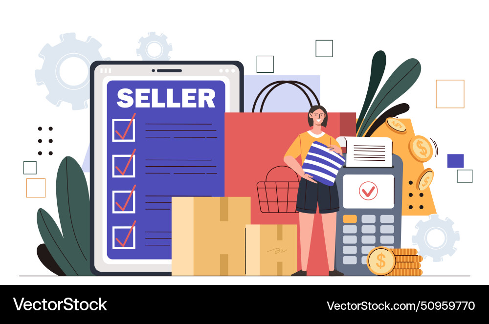 Seller online concept Royalty Free Vector Image