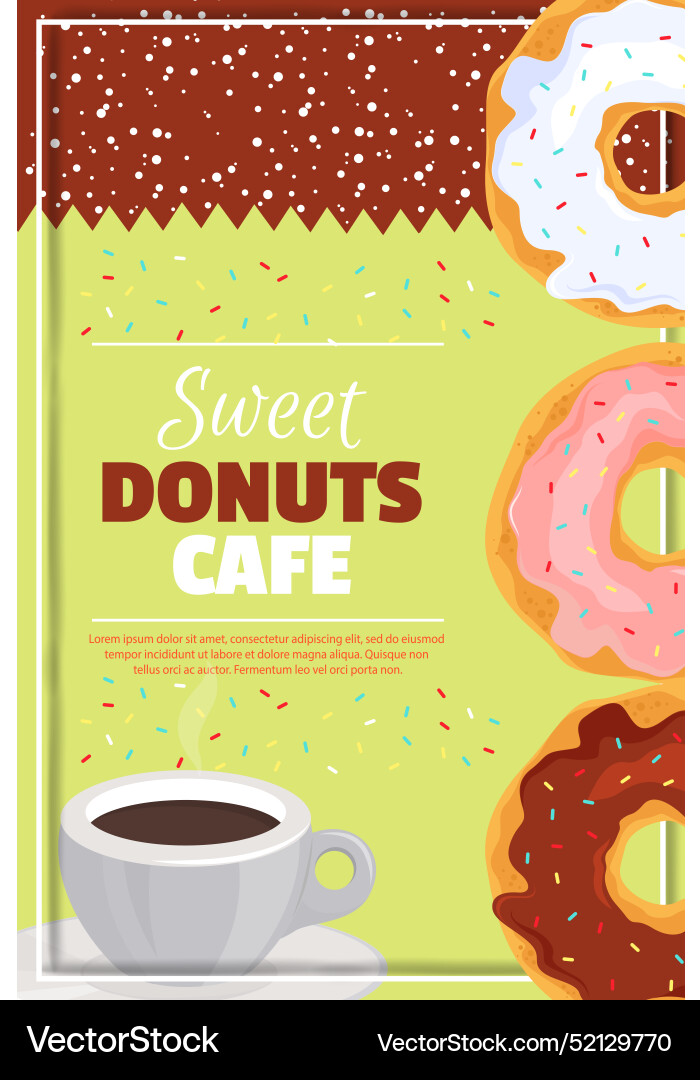 Sweet donuts cafe poster or menu cover template Vector Image