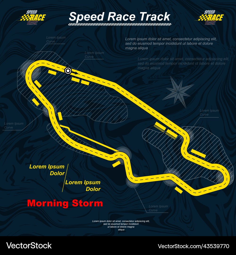 Yellow and blue race track banner Royalty Free Vector Image