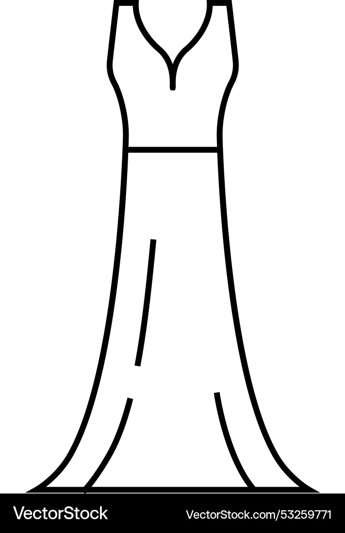 Aline wedding dress line icon Royalty Free Vector Image