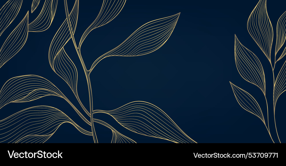 Art deco leaves floral pattern line plant Vector Image