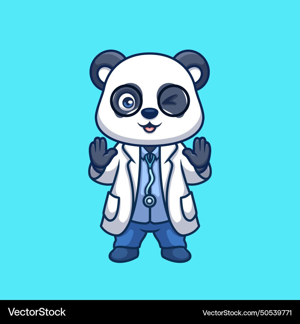 Doctor panda cute cartoon Royalty Free Vector Image