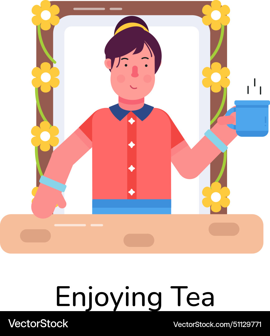 Enjoying tea Royalty Free Vector Image - VectorStock