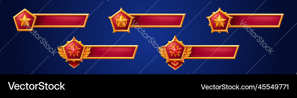 Game banners with star badges empty title bar Vector Image