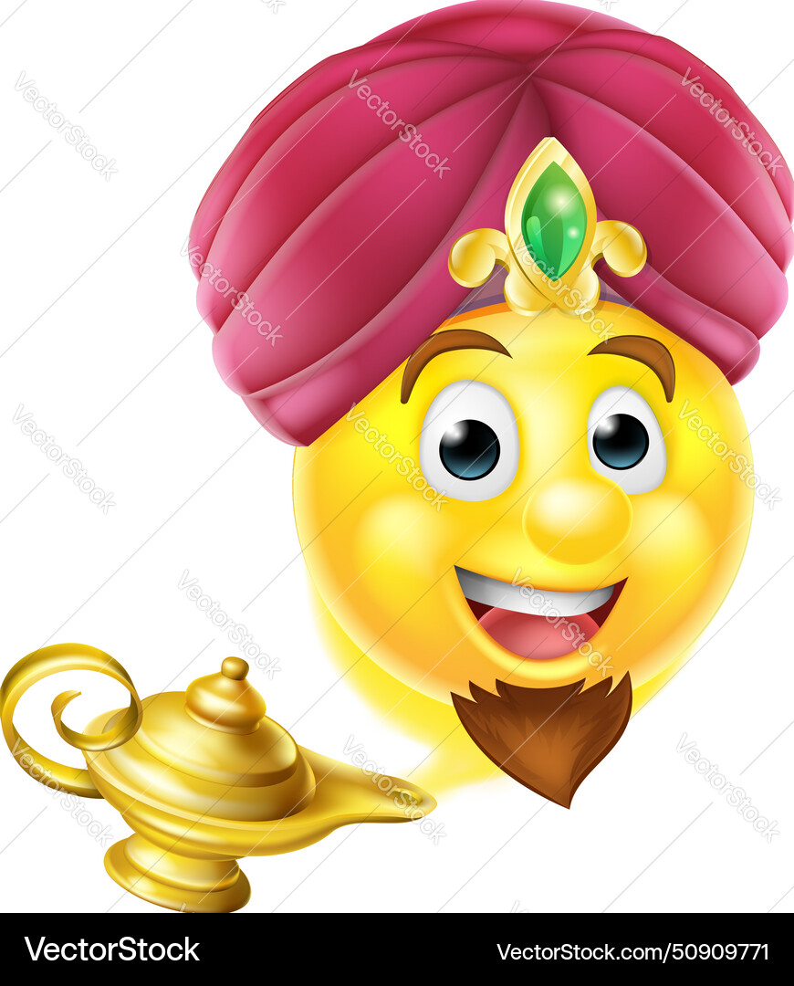 Genie magic lamp emoji Royalty Free Vector Image