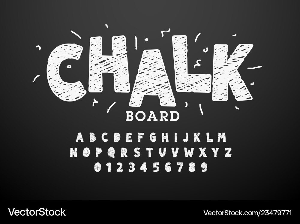 Hand drawn chalk font Royalty Free Vector Image