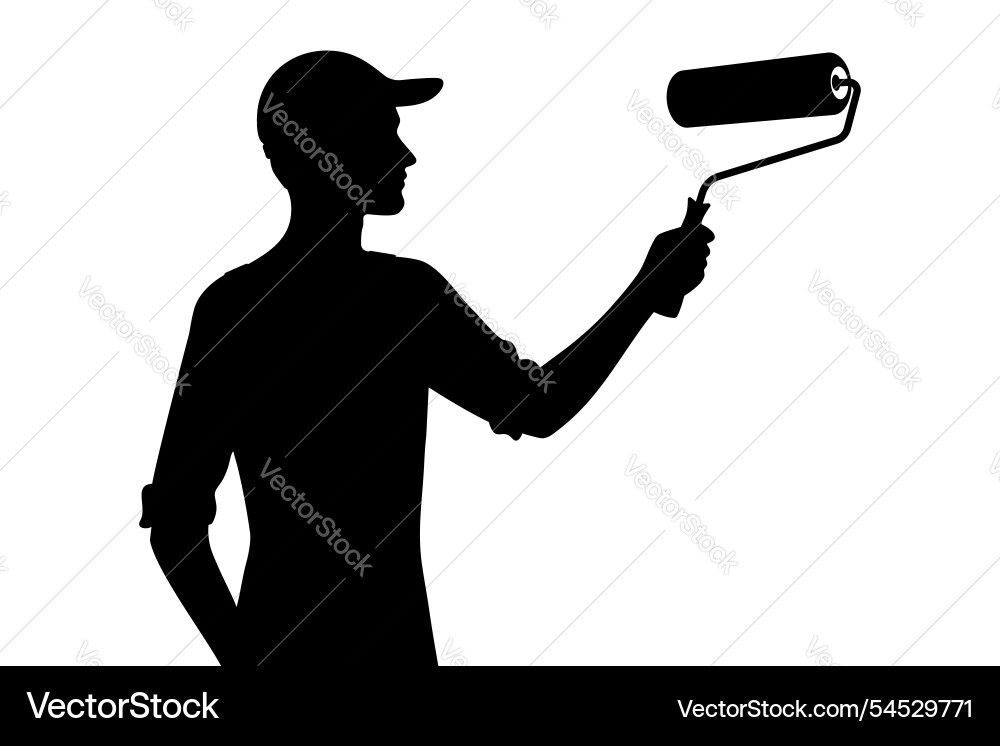 Professional painter silhouette painting with Vector Image