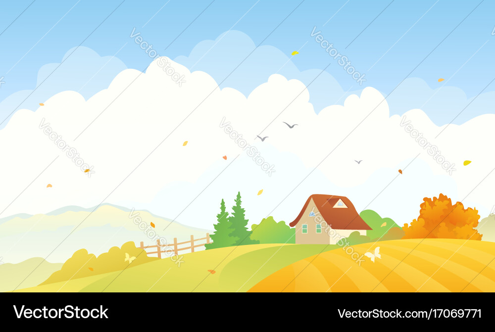 Rural autumn scene Royalty Free Vector Image - VectorStock