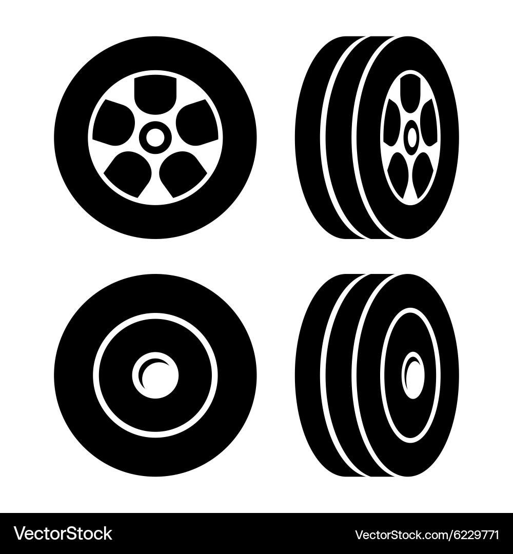 Tires icons set on white background Royalty Free Vector