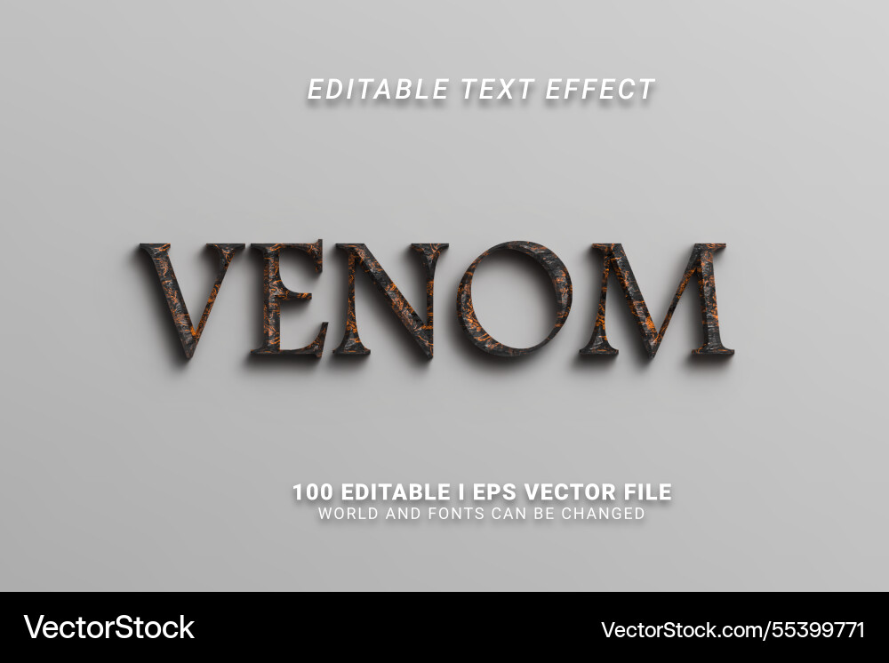 Venom editable text effect Royalty Free Vector Image