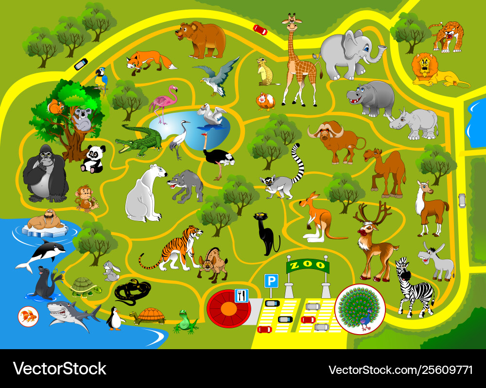 Zoo map Royalty Free Vector Image - VectorStock
