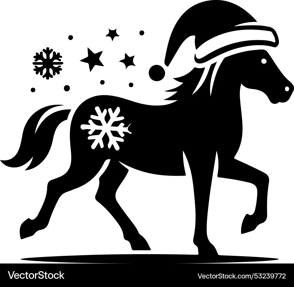 A christmas horse head silhouette Royalty Free Vector Image