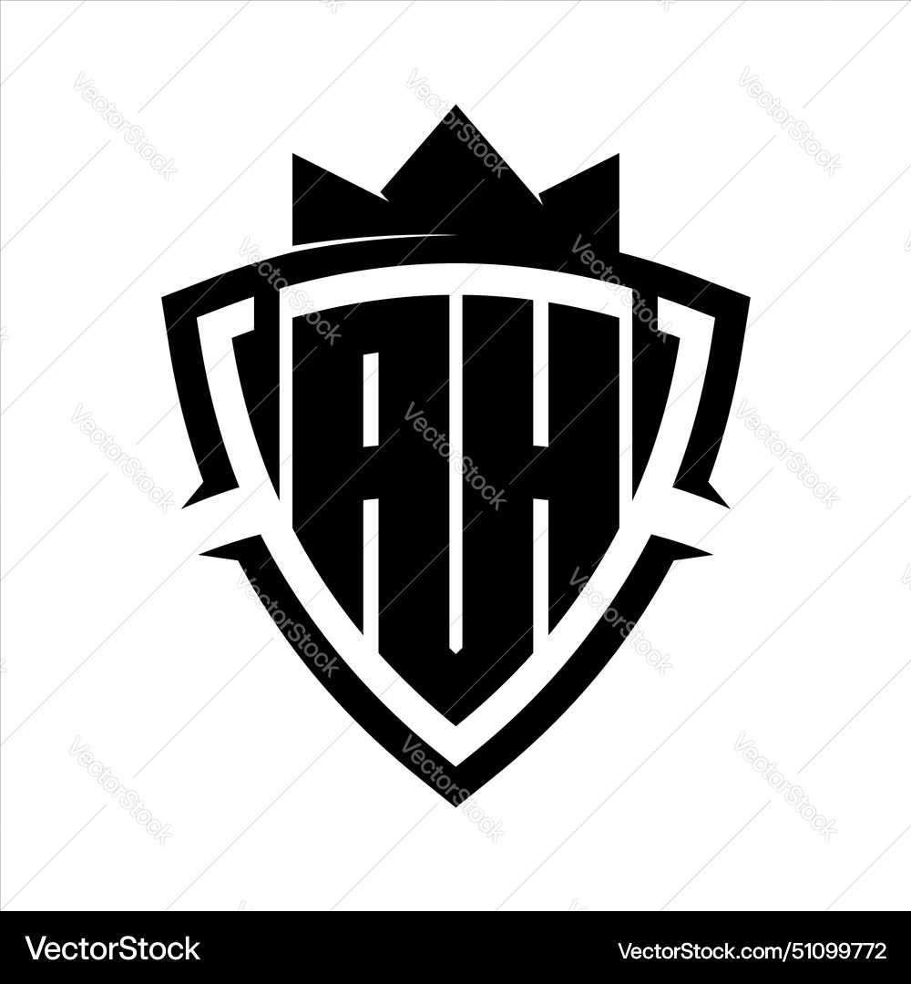 Ah letter bold monogram triangle curve shield Vector Image