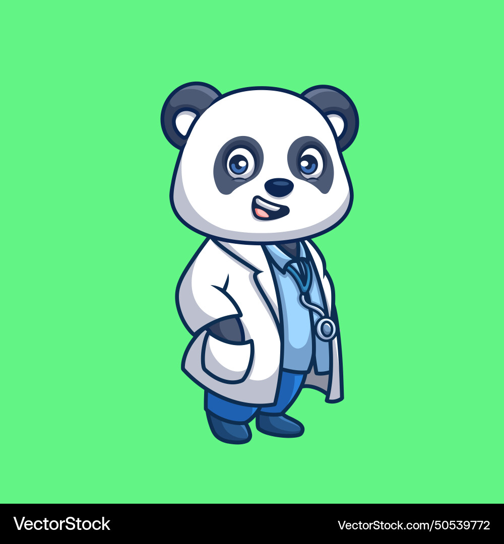 Doctor panda cute cartoon Royalty Free Vector Image