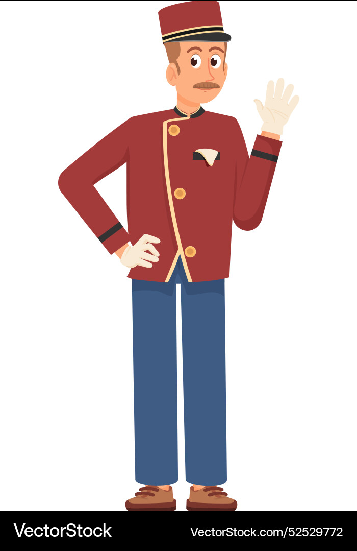 Hotel worker character cartoon porter Royalty Free Vector