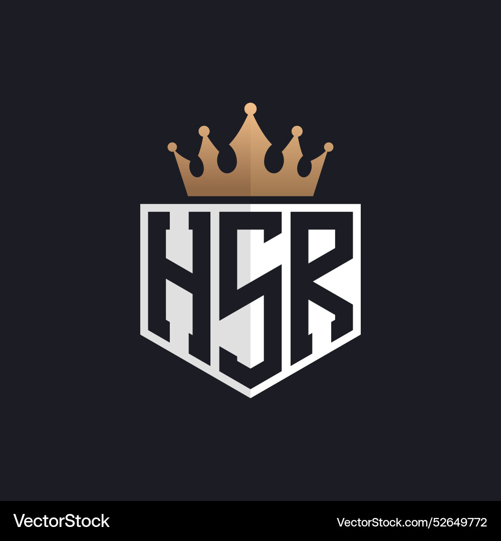 Luxury hsr logo with crown elegant initials Vector Image