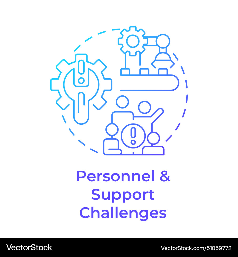 Personnel and support challenges blue gradient Vector Image