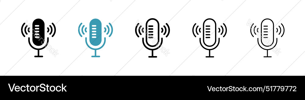 Podcast line icon set Royalty Free Vector Image