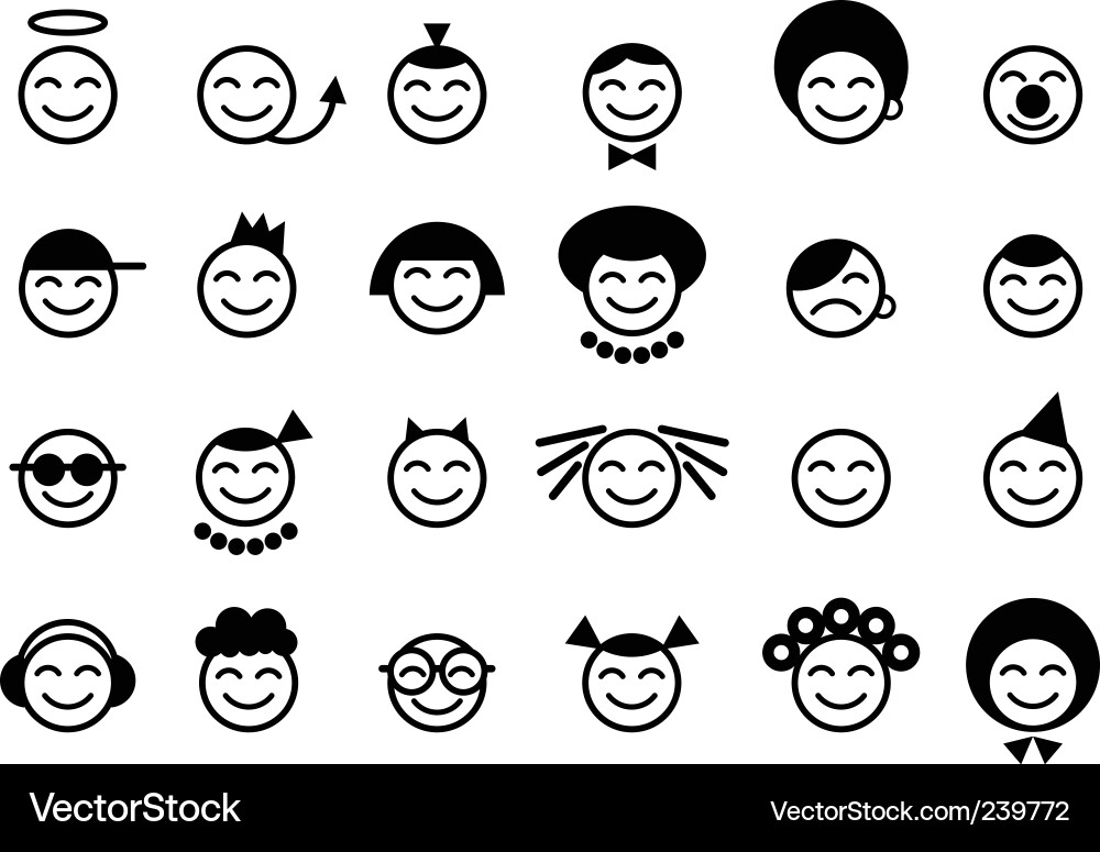 Set of smile Royalty Free Vector Image - VectorStock