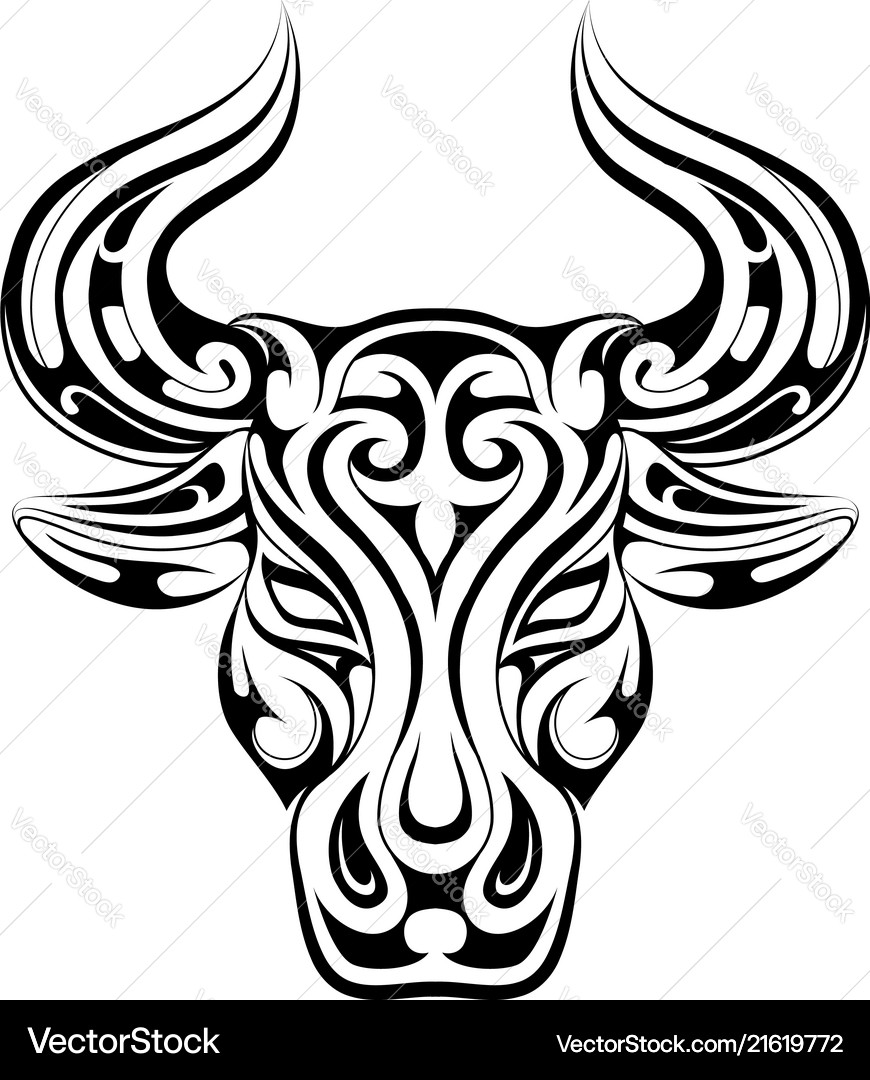 Taurus tattoo as zodiac symbol Royalty Free Vector Image
