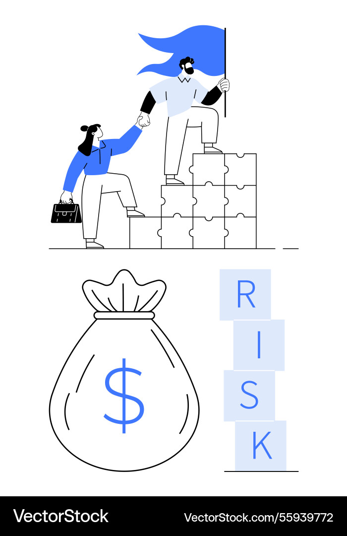 Teamwork overcoming challenges and financial risk Vector Image