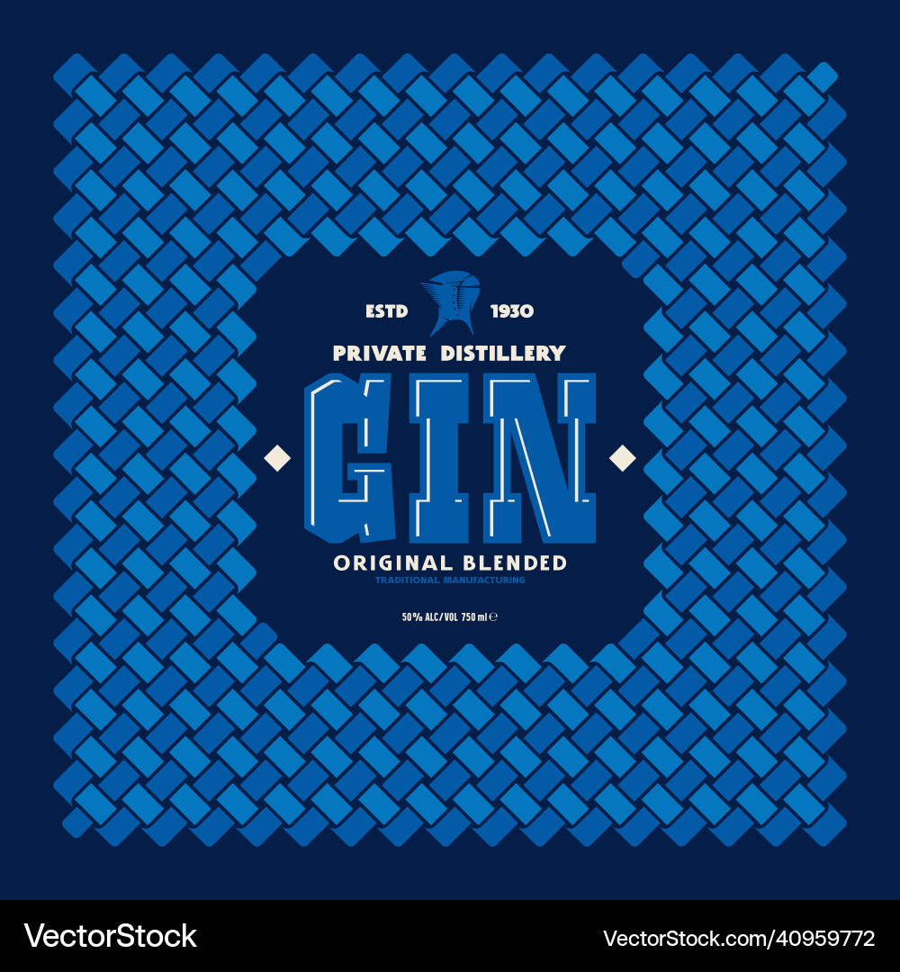 Template decorative label for gin Royalty Free Vector Image