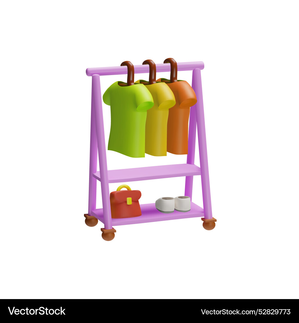 3d icon wardrobe with clothing Royalty Free Vector Image