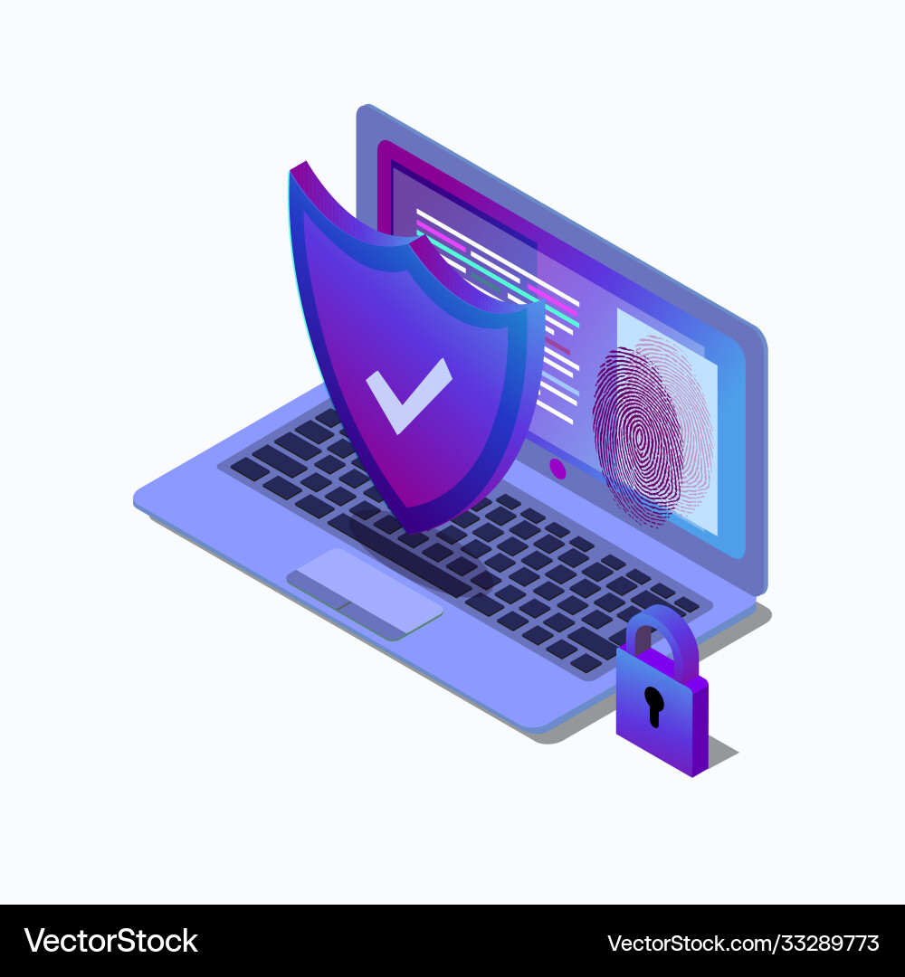 Cybersecurity isometric icon data security Vector Image
