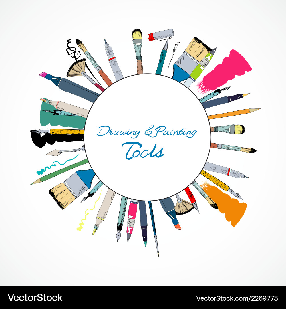 Drawing tools emblem poster Royalty Free Vector Image
